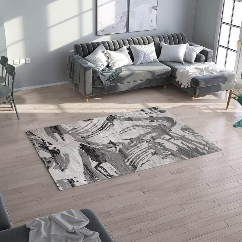 Alin Black Grey Rug - 06565F Kristal Carpets