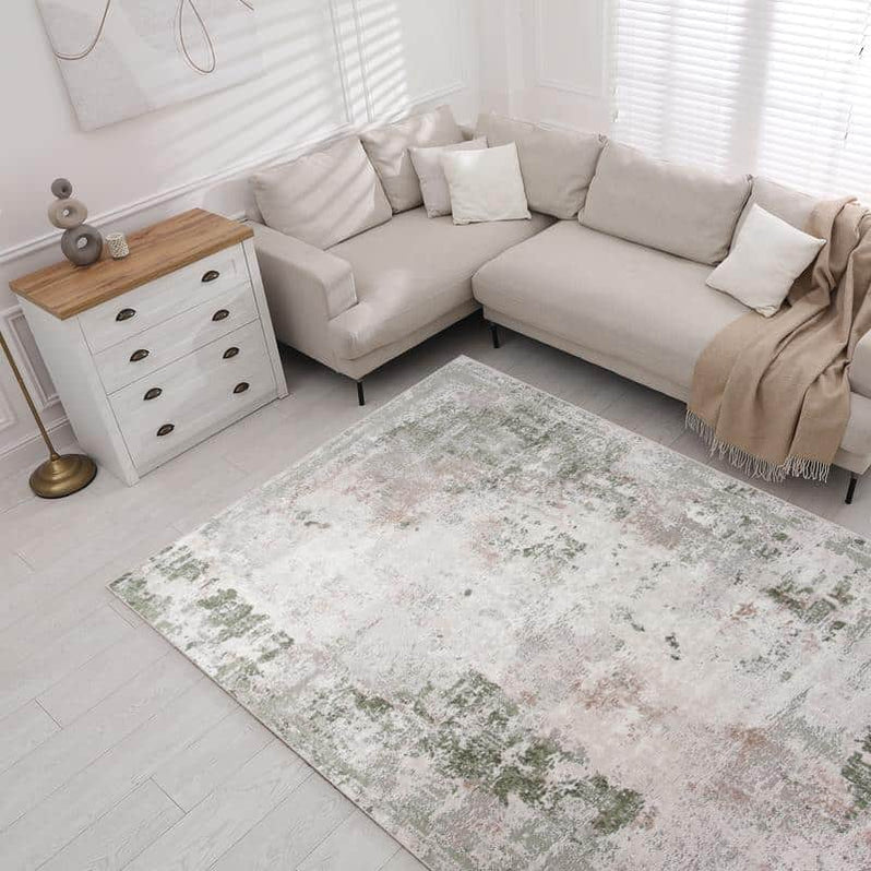 Diva Cream Green Rug MR250 - Kristal Carpets