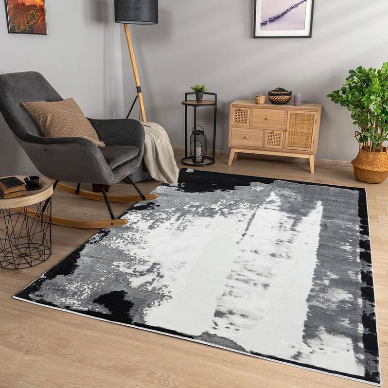 Elit Texture Grey Black Rug - Kristal Carpets