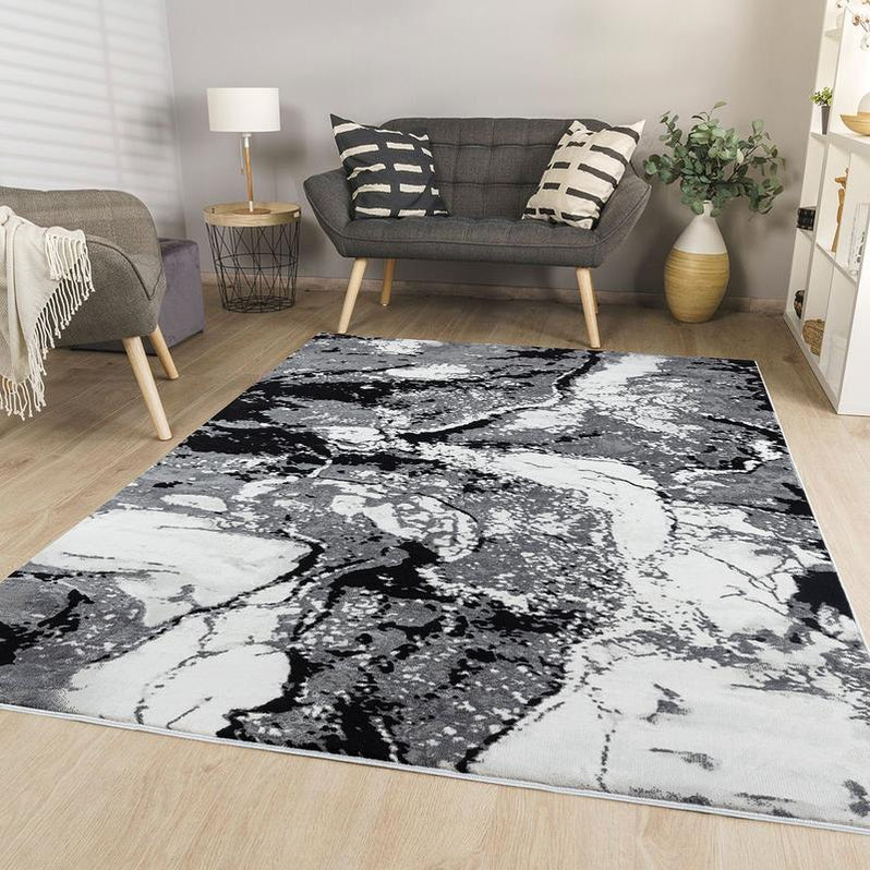 Elit Zenpine Grey Black Rug - Kristal Carpets