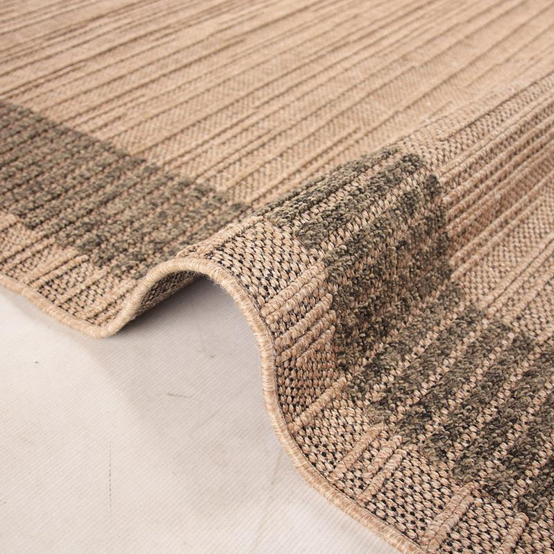 Jute Dark Frame Pattern Brown Rug - Kristal Carpets