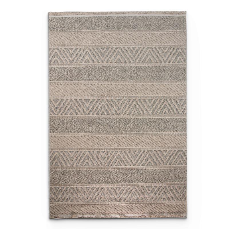 Jute Line Pattern Dark Beige Rug - Kristal Carpets