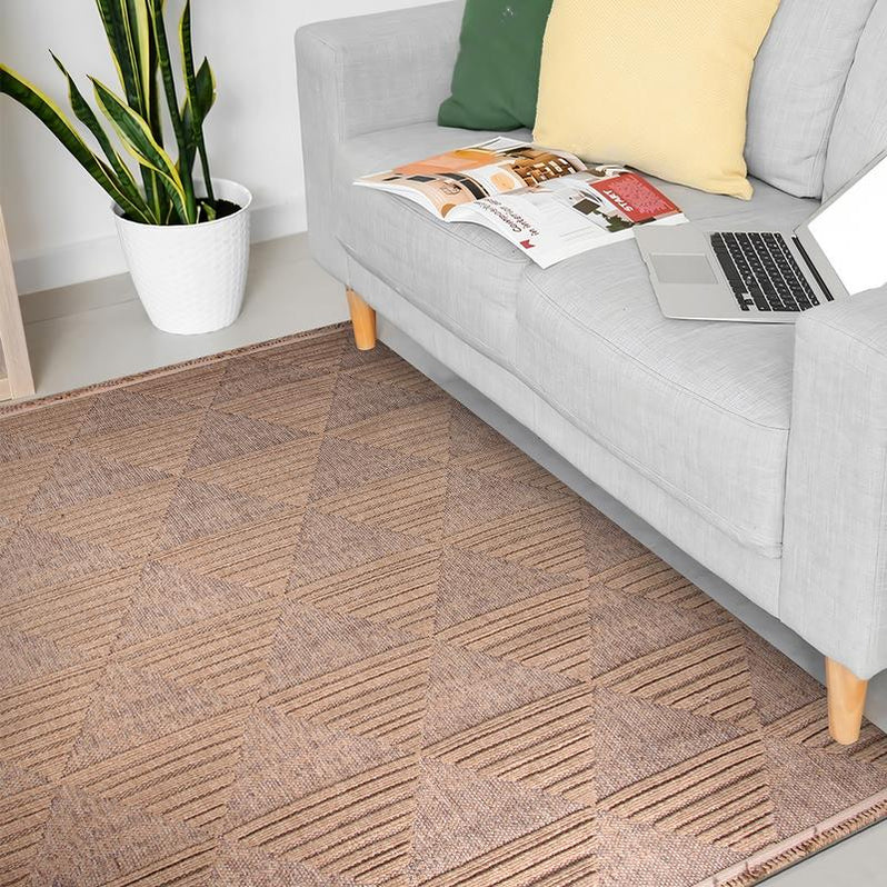 Jute Triangle Pattern Brown Rug - Kristal Carpets