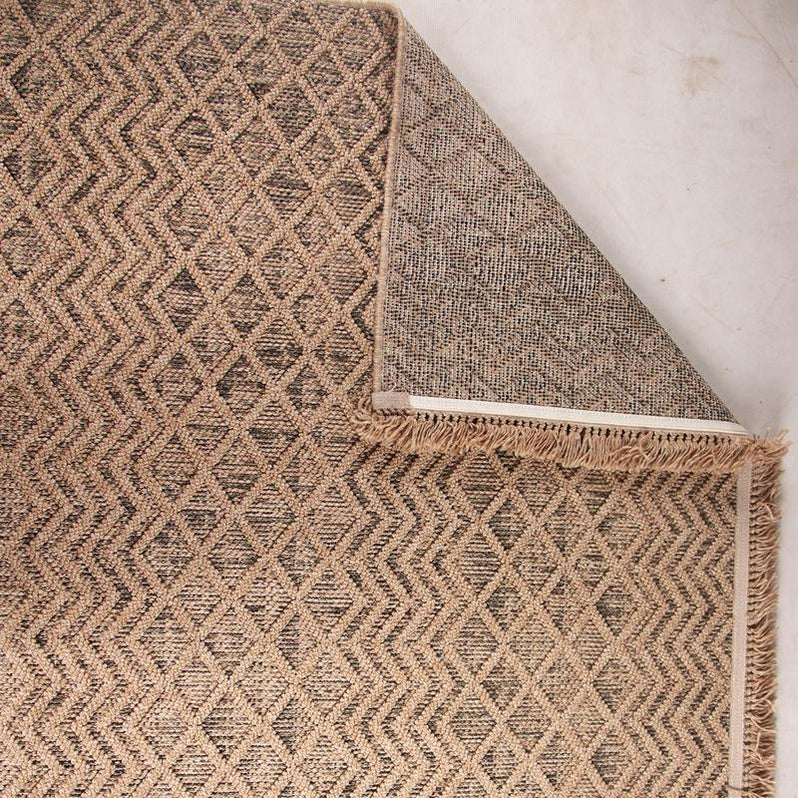 Jute Wave Pattern Brown Rug - Kristal Carpets