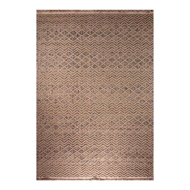 Jute Wave Pattern Brown Rug - Kristal Carpets