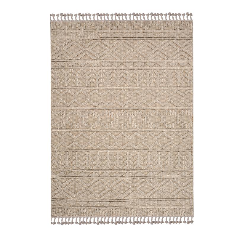 Jute White Dark Beige Rug - 27429A - Kristal Carpets