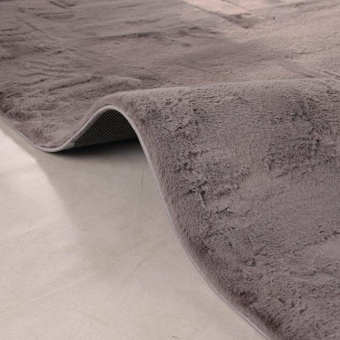 Kurk Faux Fur Dark Grey Rug - Kristal Carpets