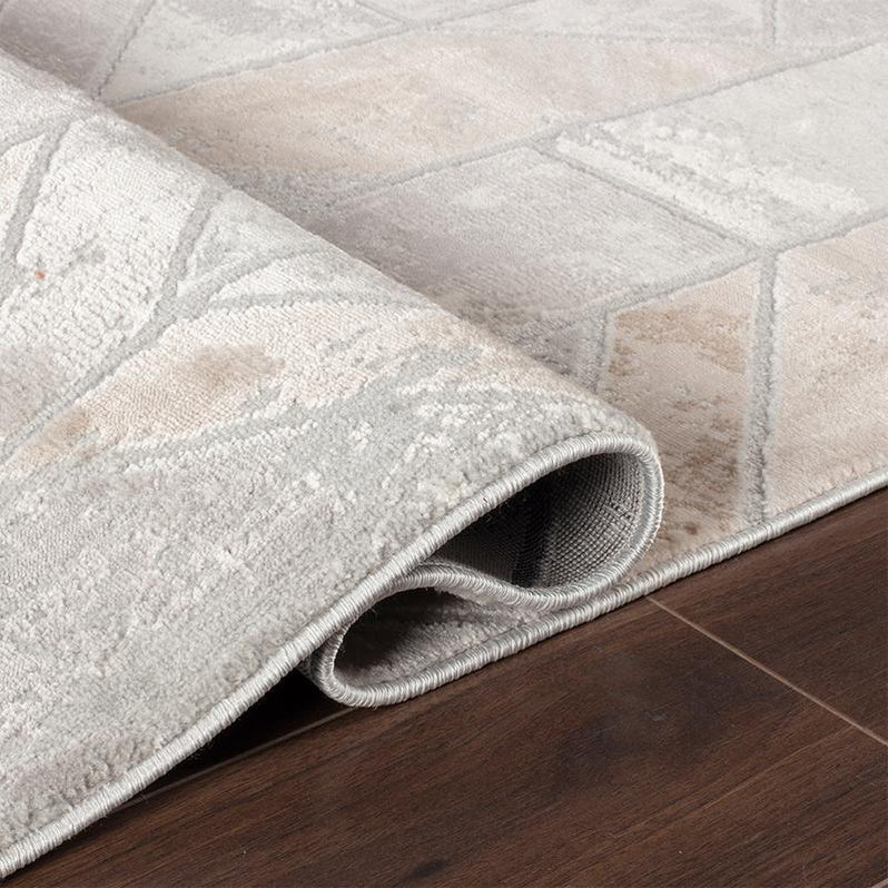 Rainbow Cream Grey Rug 22404A - Kristal Carpets