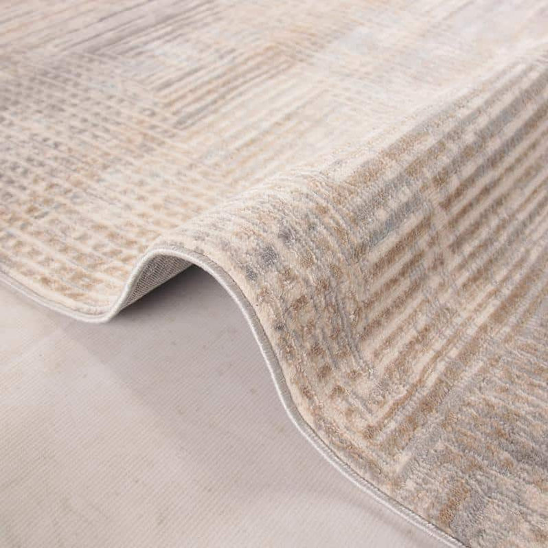 Rainbow Maze Pattern Beige Rug - Kristal Carpets