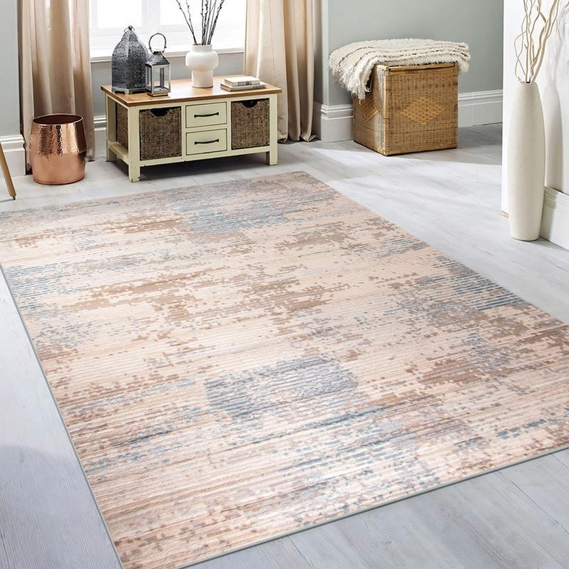 Rainbow Trace Cloud Pattern Beige Rug - Kristal Carpets