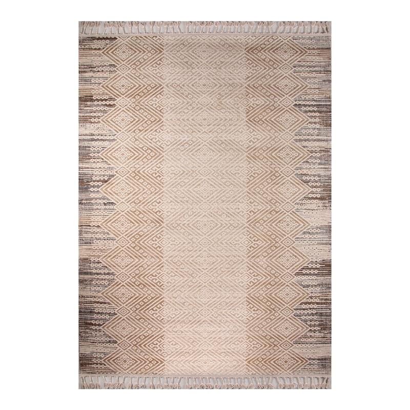 Random Ethnic Figure Pattern Beige Rug - Kristal Carpets