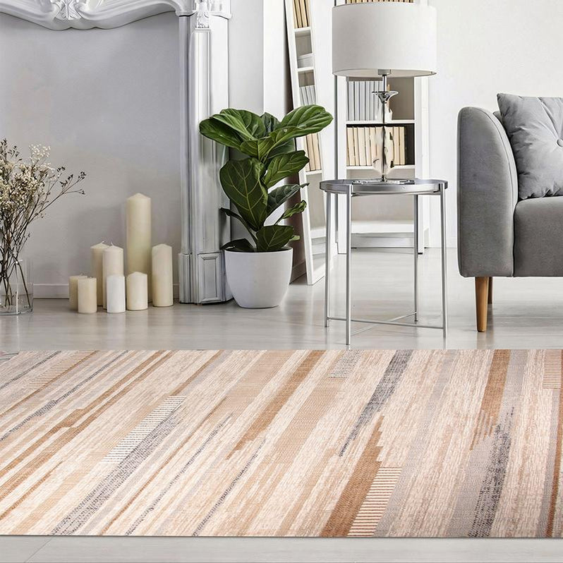 Random Stripe Pattern Beige Rug - Kristal Carpets