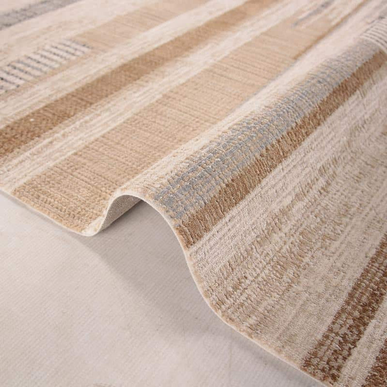 Random Stripe Pattern Beige Rug - Kristal Carpets