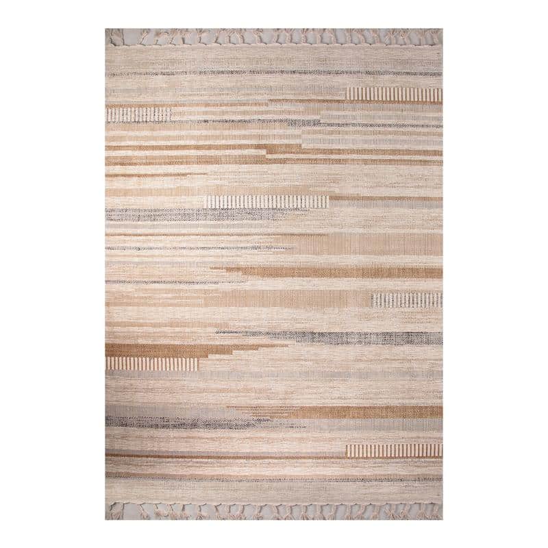 Random Stripe Pattern Beige Rug - Kristal Carpets