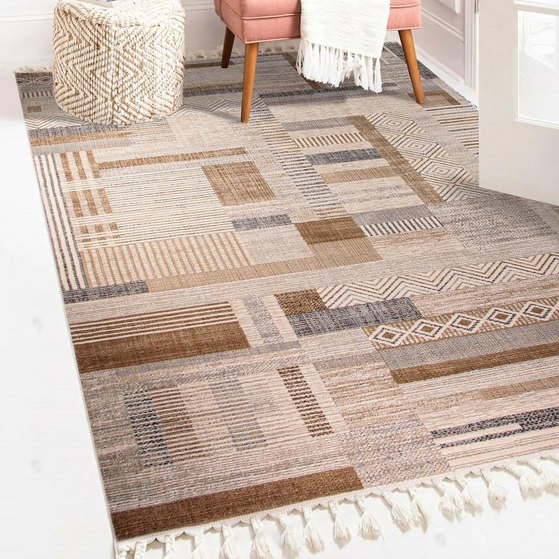 Random Tetris Pattern Beige Rug - Kristal Carpets