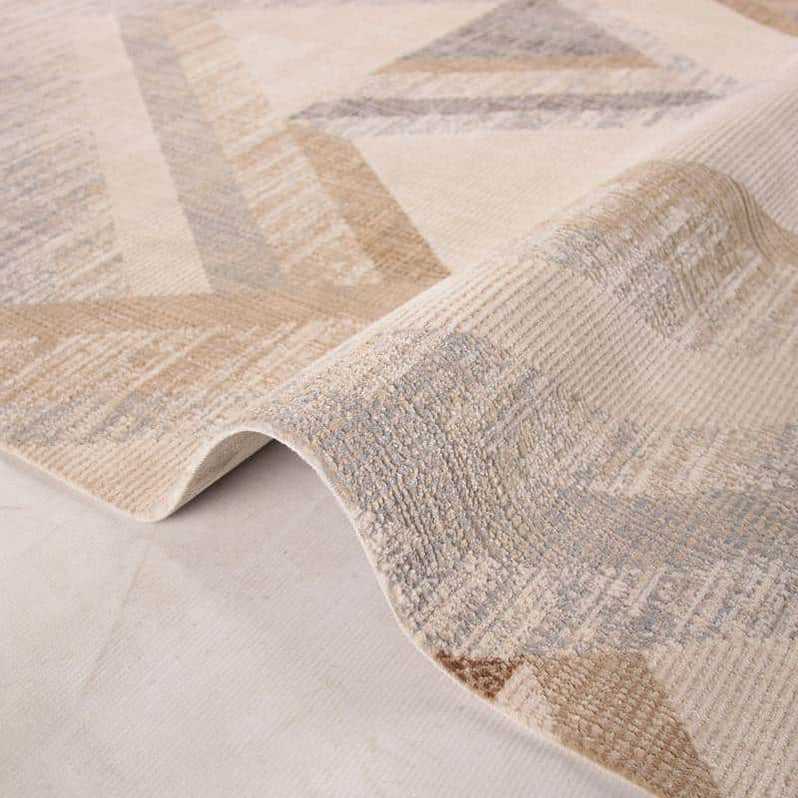 Random Triangle Pattern Beige Rug - Kristal Carpets