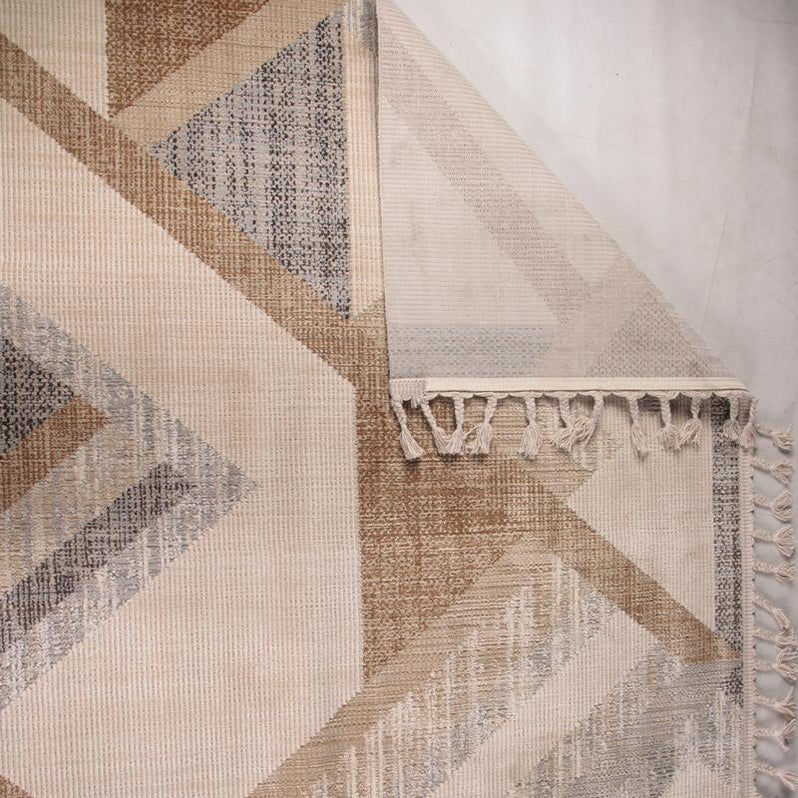 Random Triangle Pattern Beige Rug - Kristal Carpets