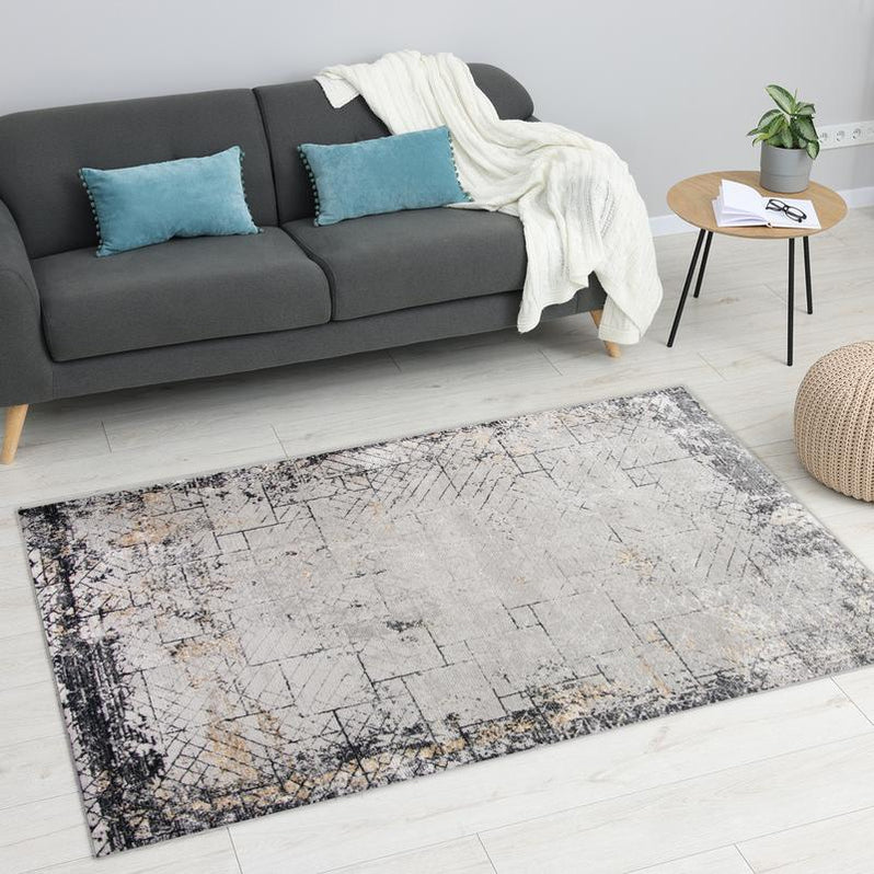 Star Grey Black Rug - LP407 - Kristal Carpets