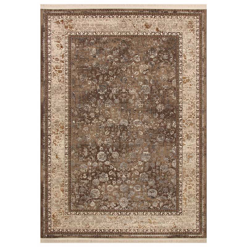 Tena Brown Frame Rug - Kristal Carpets