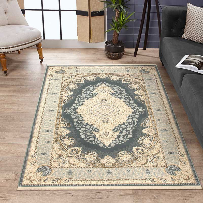 Tena Cream Blue Rug - Kristal Carpets